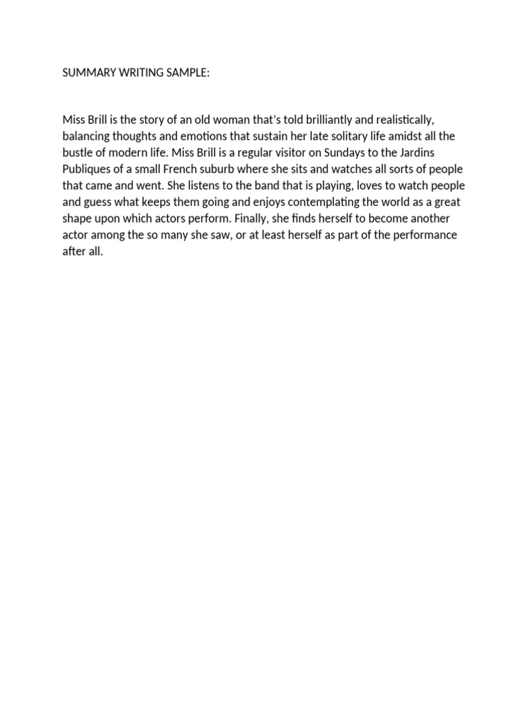 Summary Writing Sample | PDF