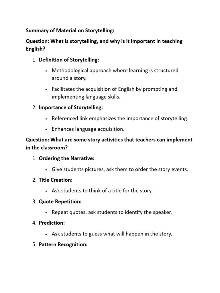 story telling | PDF | Storytelling | Learning