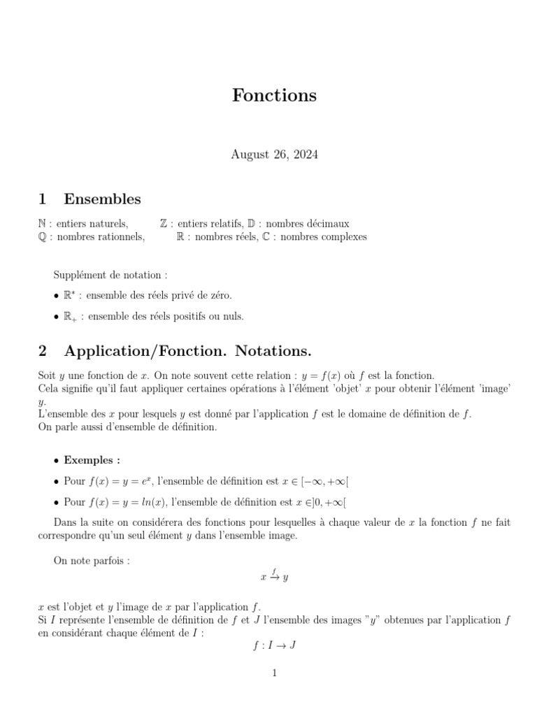Introduction aux fonctions mathématiques | PDF | Ensemble ...