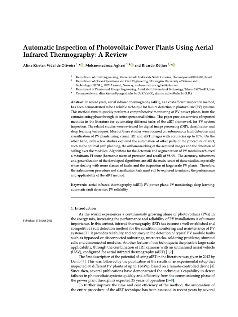 Automatic Inspection of Photovoltaic Power Plants Using Aerial Infrared ...