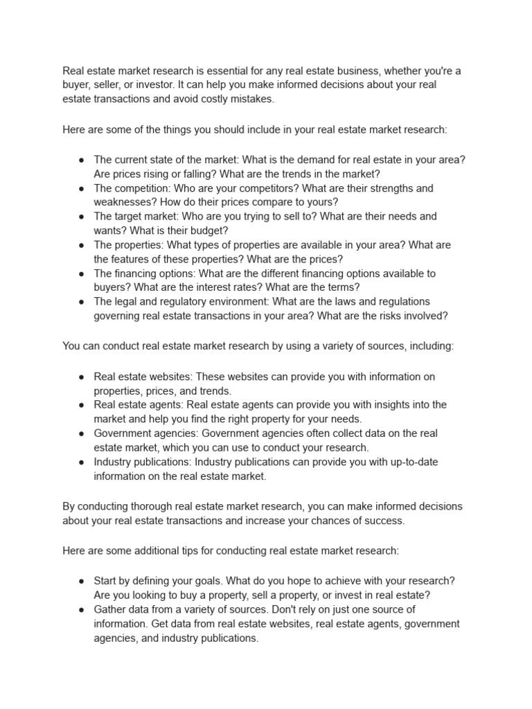 Essential Real Estate Market Research Guide | PDF | Market (Economics ...