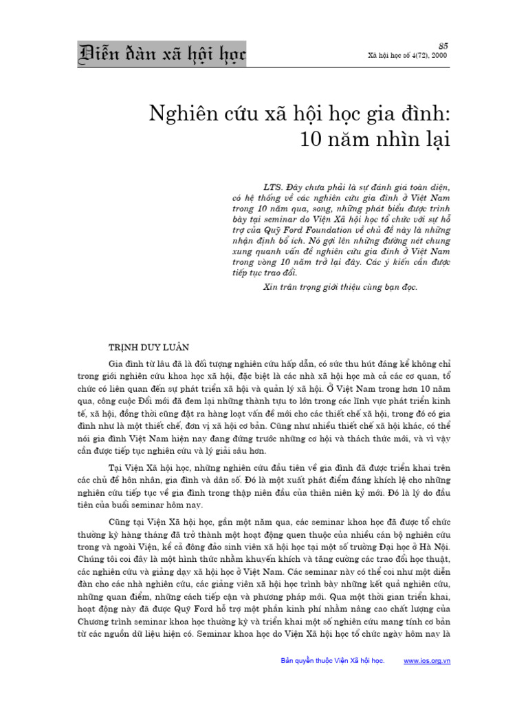 Nghiên C U XHH Gia Đình 10 Năm Nhìn L I | PDF