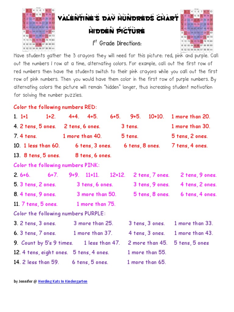Valentine Hundred Chart Hidden Picture | PDF