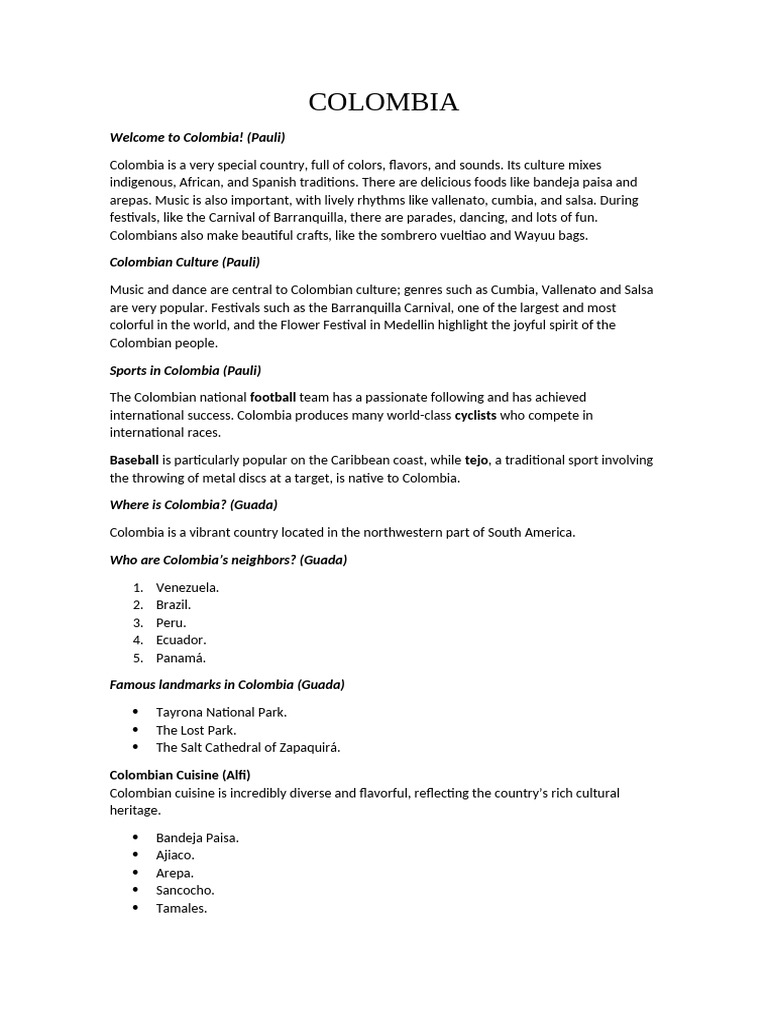 COLOMBIA ENGLISH | PDF