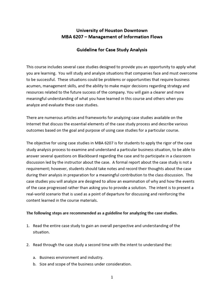 MBA Case Study Analysis Guidelines | PDF | Master Of Business ...