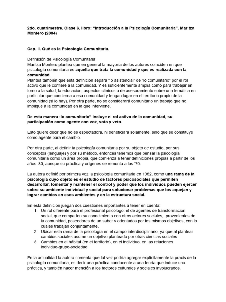 Montero - Cap 2 | PDF | Sicología | Comunidad