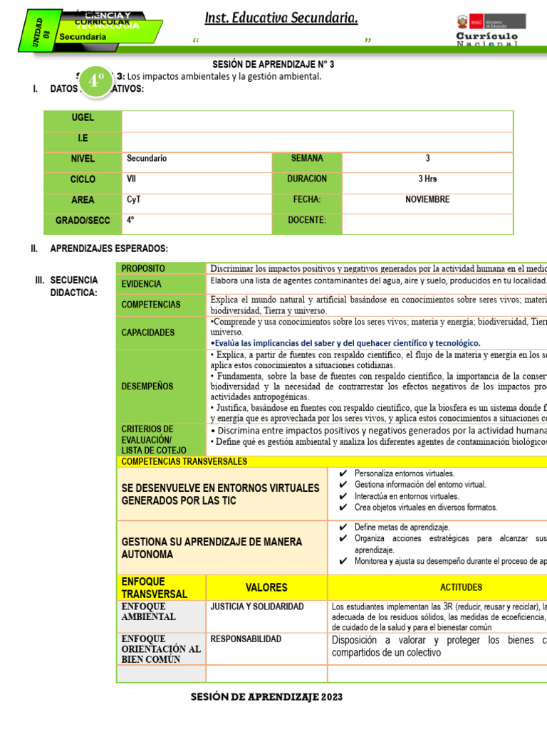 C-4º SES ACT 3 -CYT-U8.docx | PDF | Entorno natural | Contaminación