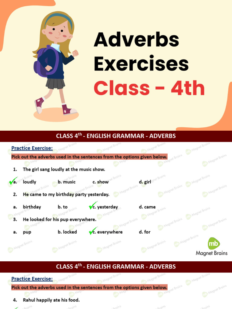 14_English Grammar - Adverbs - (Practice Exercise) | PDF | English ...