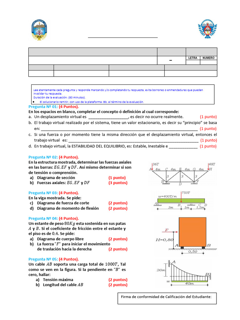 Estatica - Examen Final Lunes Solucionario - 2021-b2 | PDF | Física | Física Aplicada e ...