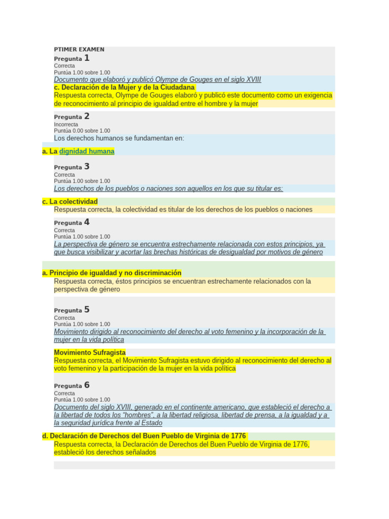 PRIMER EXAMEN - Los Principios Constitucionales de Derechos Humanos en El Servicio Publico | PDF ...