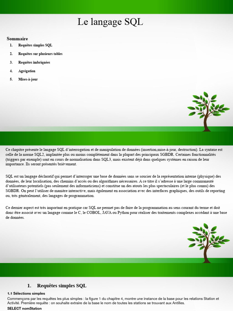 Introduction au langage SQL et requêtes | PDF | SQL | Booléen