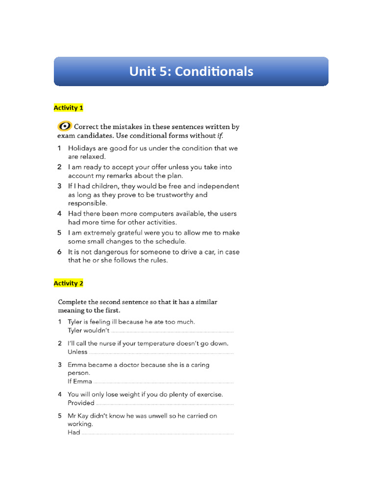 Unit 5 - Conditionanls | PDF