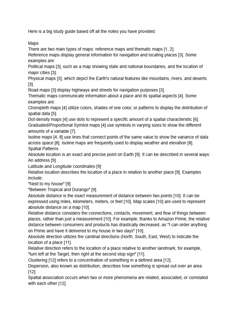 APHG Mid Term Study Guide | PDF | Geography | Economic Growth