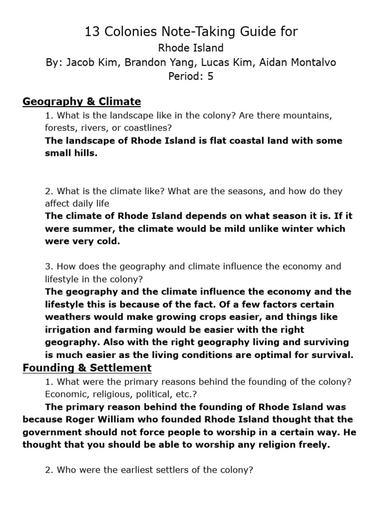 _13 Colonies Research Guide | PDF | Rhode Island