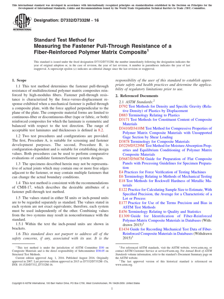 ASTM D7332 Standard Test Method For Measuring The Fastener Pull-Through ...