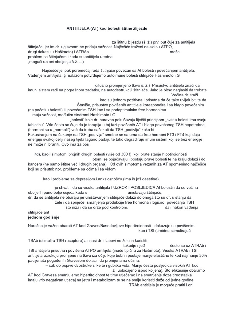 ANTITIJELA Kod Bolesti Štitne Žlijezde | PDF