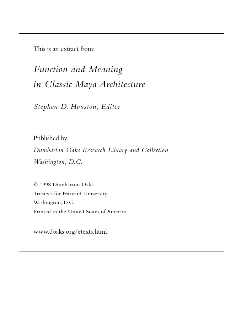 Function and Meaning in Classic Maya Architecture | PDF | Maya ...