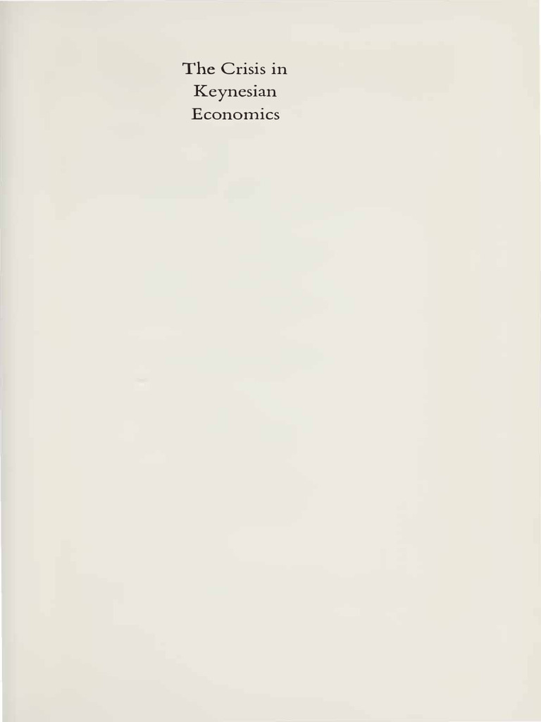 (Yrjö Jahnsson Lectures) John Hicks - The Crisis in Keynesian Economics ...