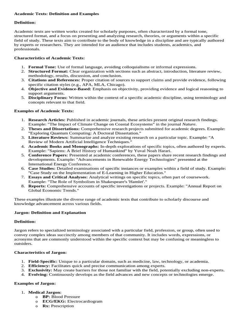 Academic Texts, Jargons, Context Clues | PDF | Lawsuit | Learning