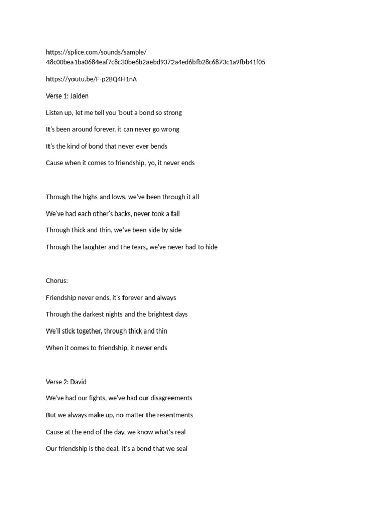 Friendship Rap | PDF