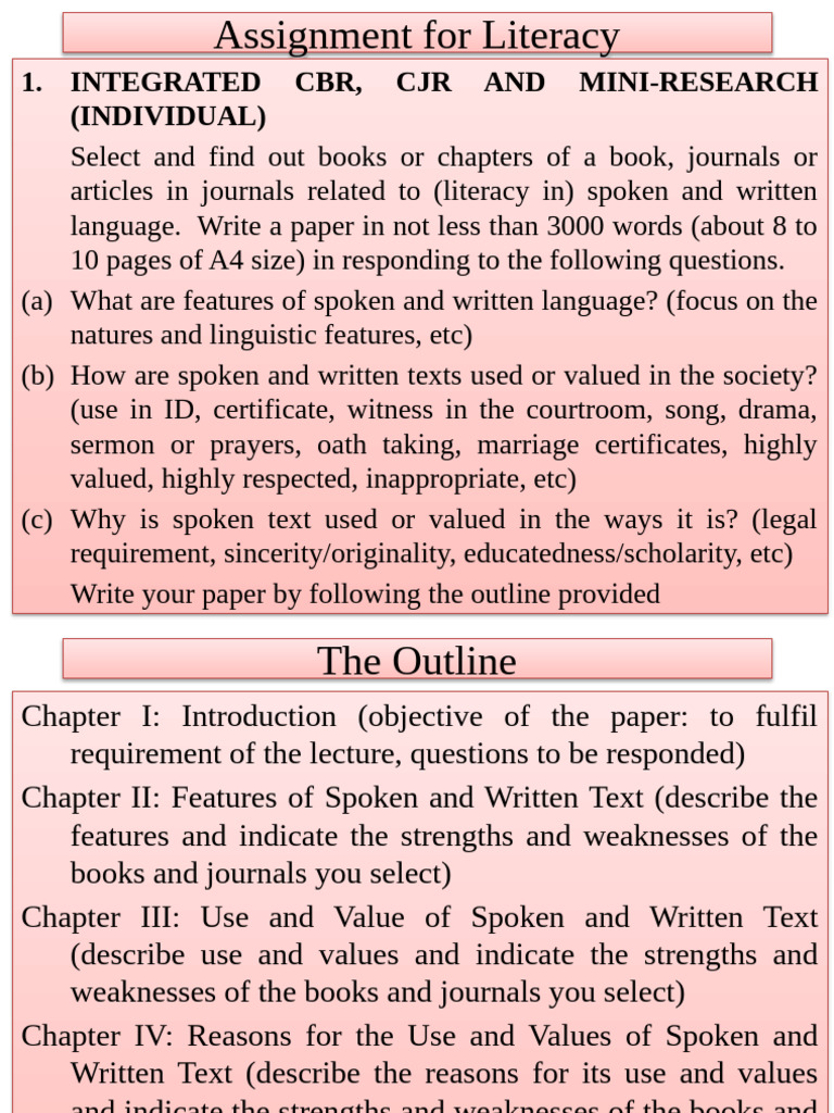 Integrated Assignment For Literacy 2024 | PDF | Communication | Writing