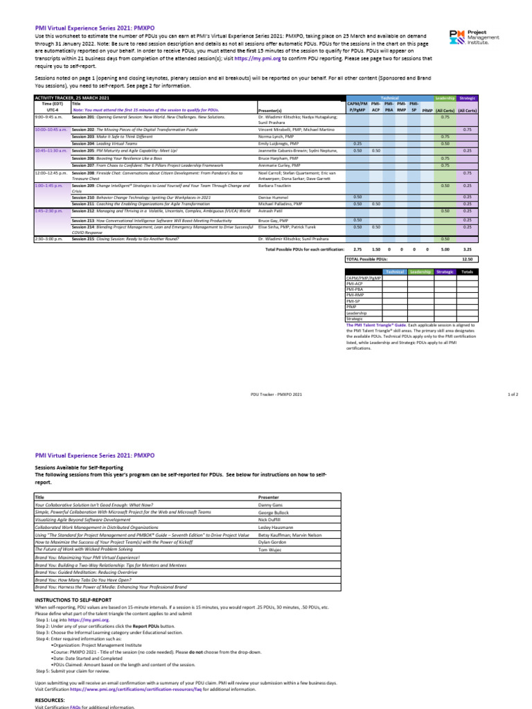 2021 PMI Expo tracker | PDF | Business | Computing