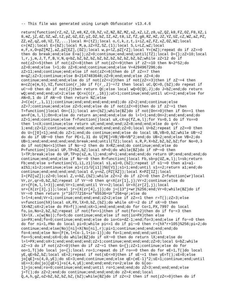 Luraph Obfuscator v13.4.6 Code | PDF