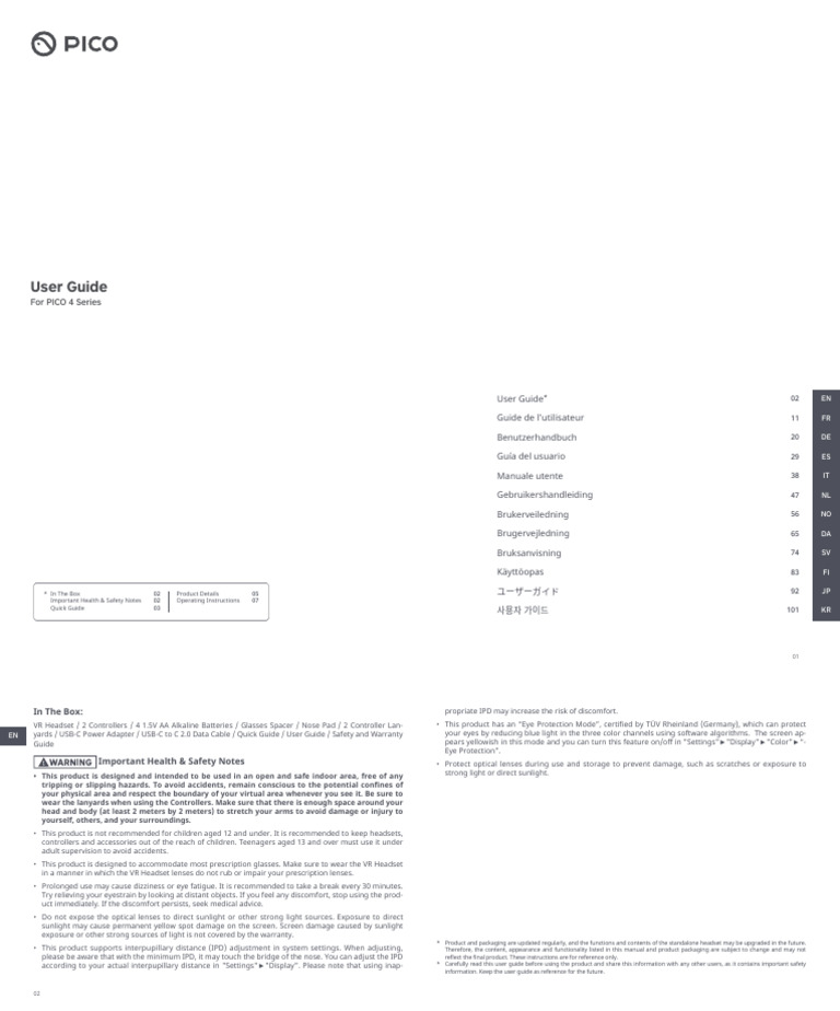 Guía Usuario PICO 4 | PDF | Virtual Reality