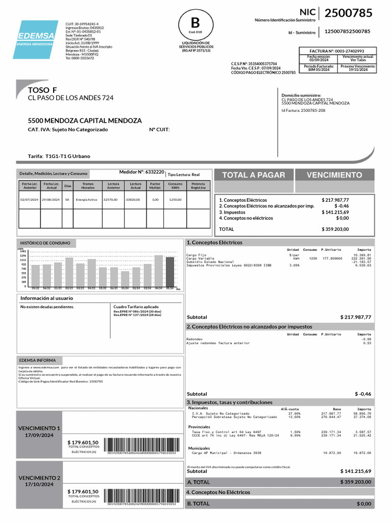 Toso F: CL Paso de Los Andes 724 | PDF | Pagos | Servicios (economía)
