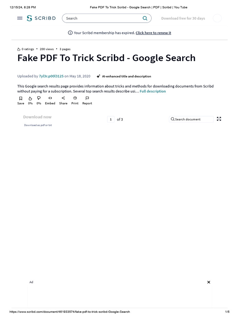 Pdf To Trick Scribd Google Search Pdf Scribd You Tube Pdf