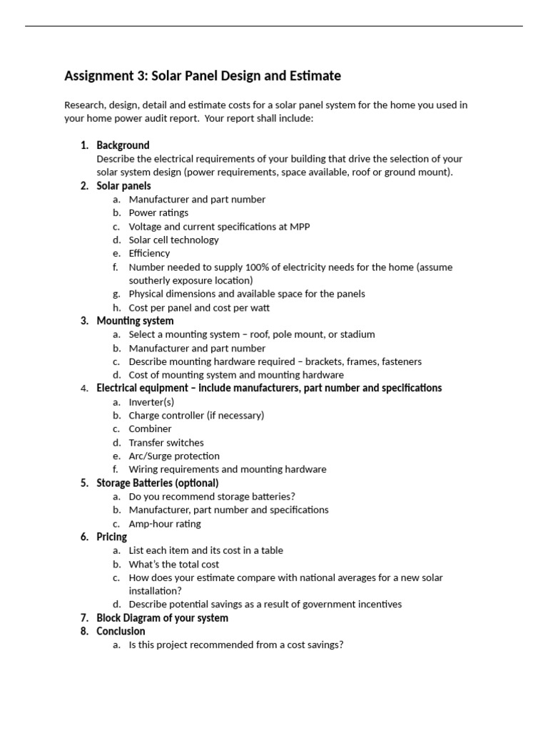 Solar System Assignment | PDF | Solar Panel | Solar Power