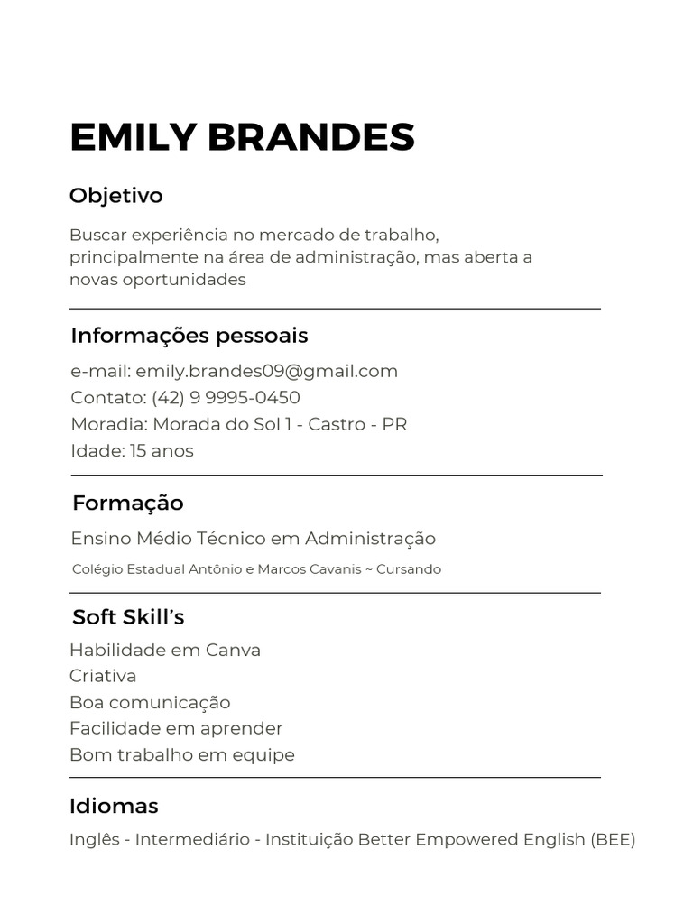 Currículo Emily Brandes - 20241113 - 113210 - 0000 | PDF