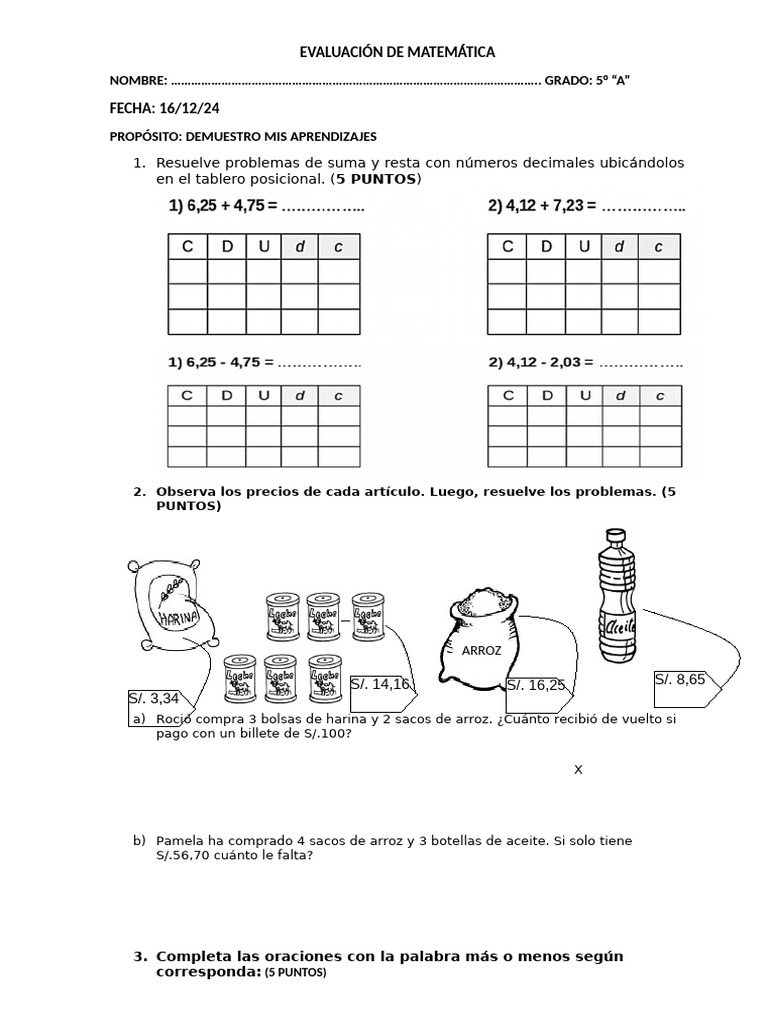 Examen de Matemática | PDF