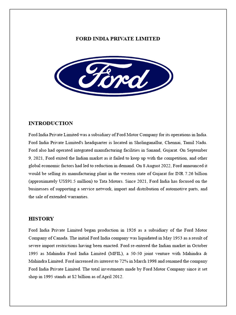 Ford India's Market Exit and Analytics | PDF | Analytics | Economies