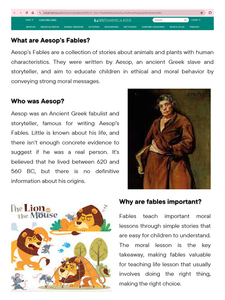Aesop's Fables - Article (1) | PDF