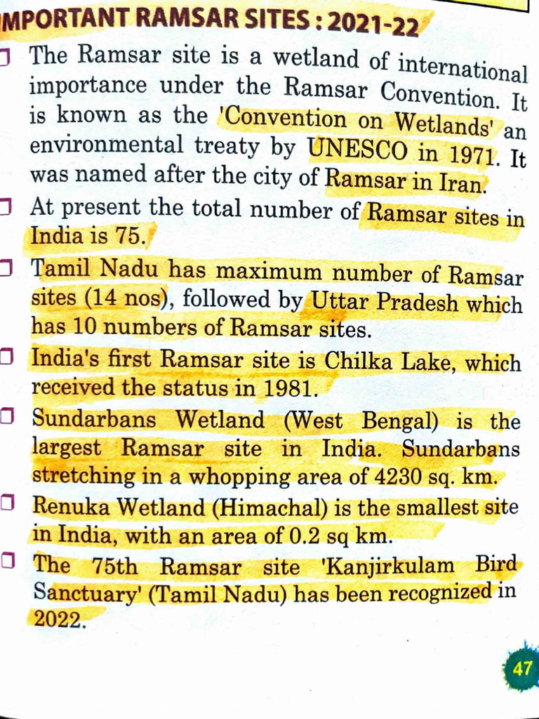 Ramsar Sites in India | PDF