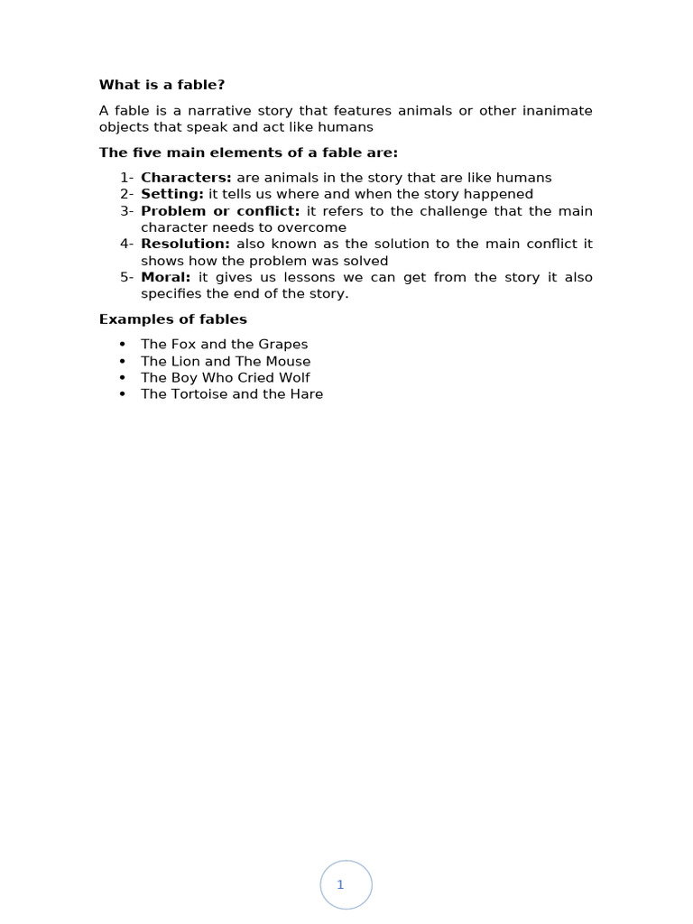 What Is A Fable - Transcription | PDF