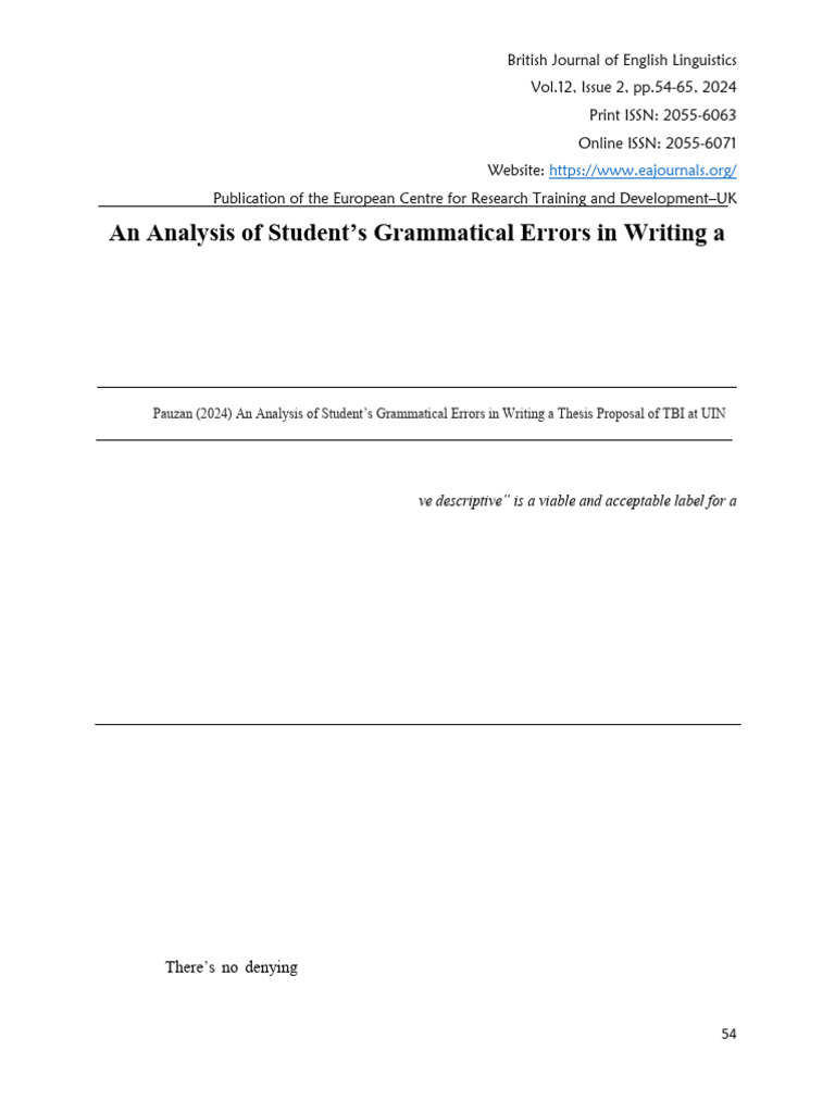 An Analysis of Students Grammatical Errors | PDF | Verb | Grammatical ...