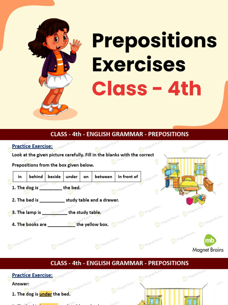Preposition Practice for 4th Grade | PDF | English Grammar | English ...