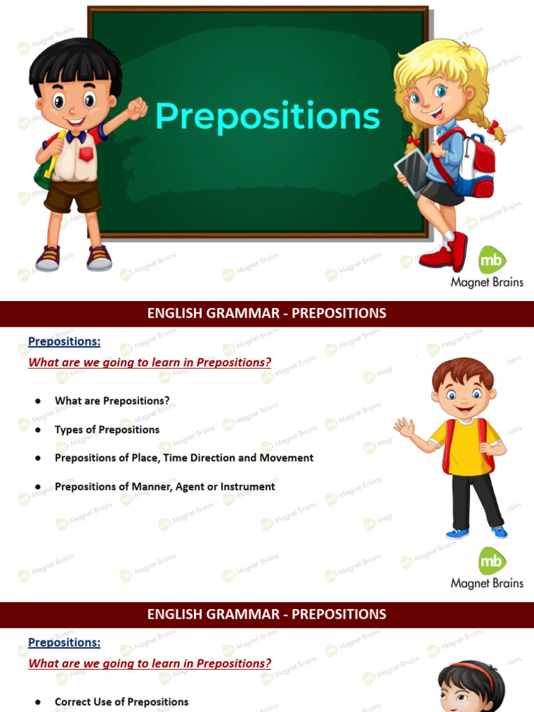 17 - English Grammar - Prepositions | PDF | English Grammar | Preposition And Postposition