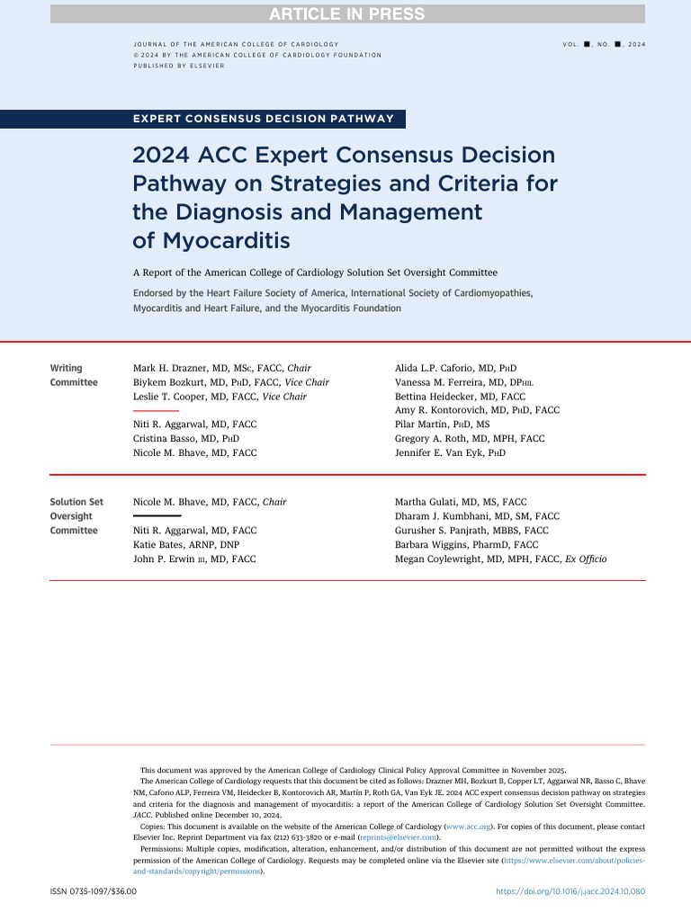 JACC 2024 Myocarditis | PDF | Medical Diagnosis | Heart
