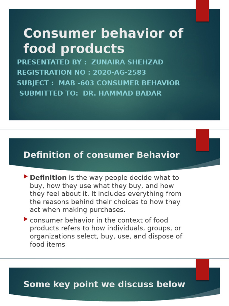 Consumer behavior of food products mab 603 | PDF | Consumer Behaviour ...
