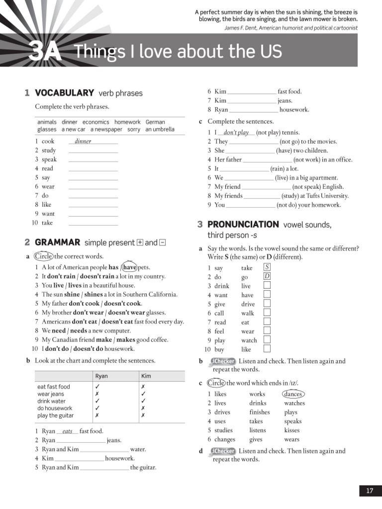 Língua Inglesa I - Workbook 3A | PDF
