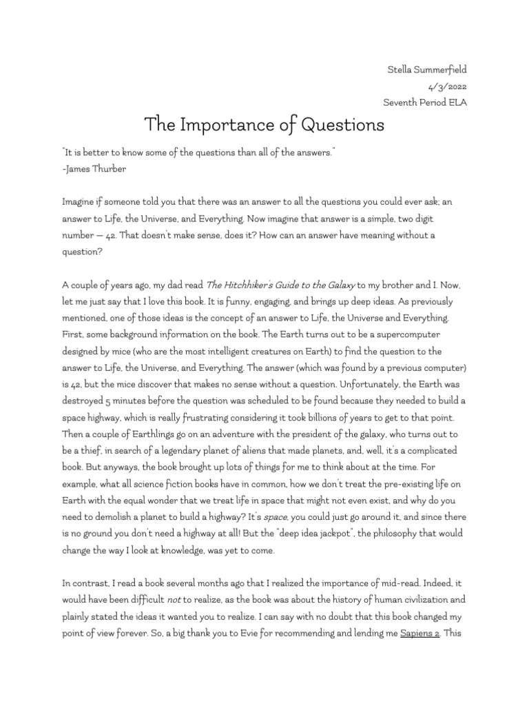 The Importance of Questions | PDF | Nothing | Truth