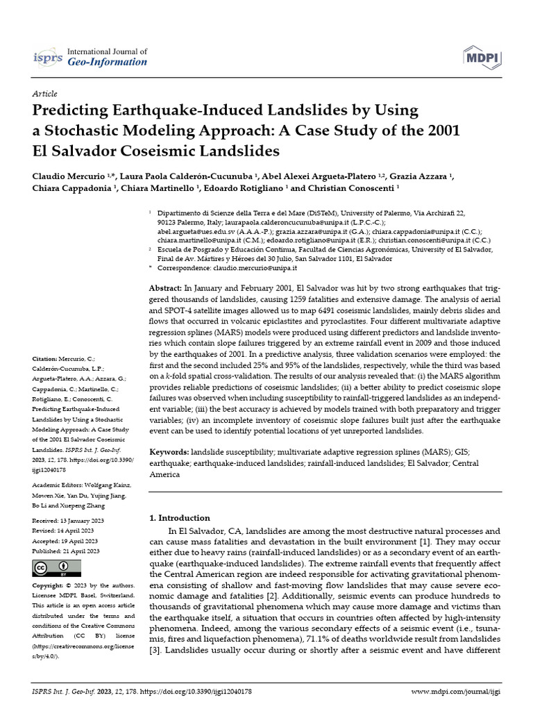 Predicting Earthquake-Induced Landslides by Using | PDF | Landslide | Earthquakes