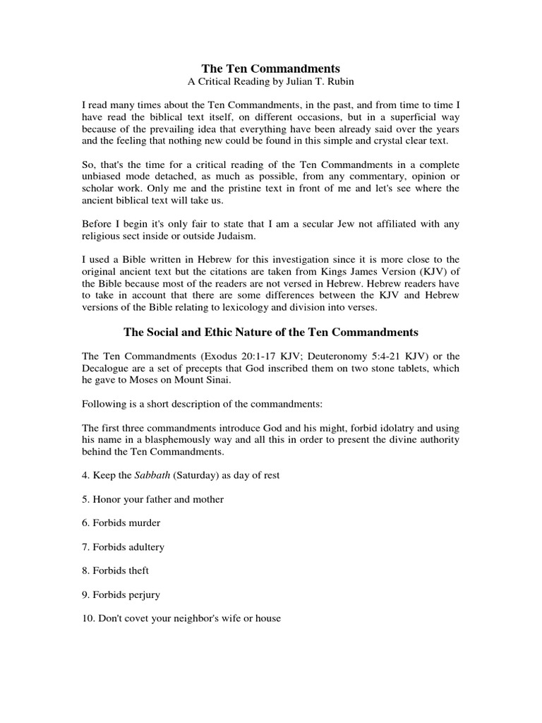 The_Ten_Commandments_A_Critical_Reading | PDF | Ten Commandments ...