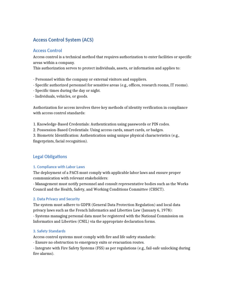 Access_Control_System_Overview | PDF | Access Control | Biometrics