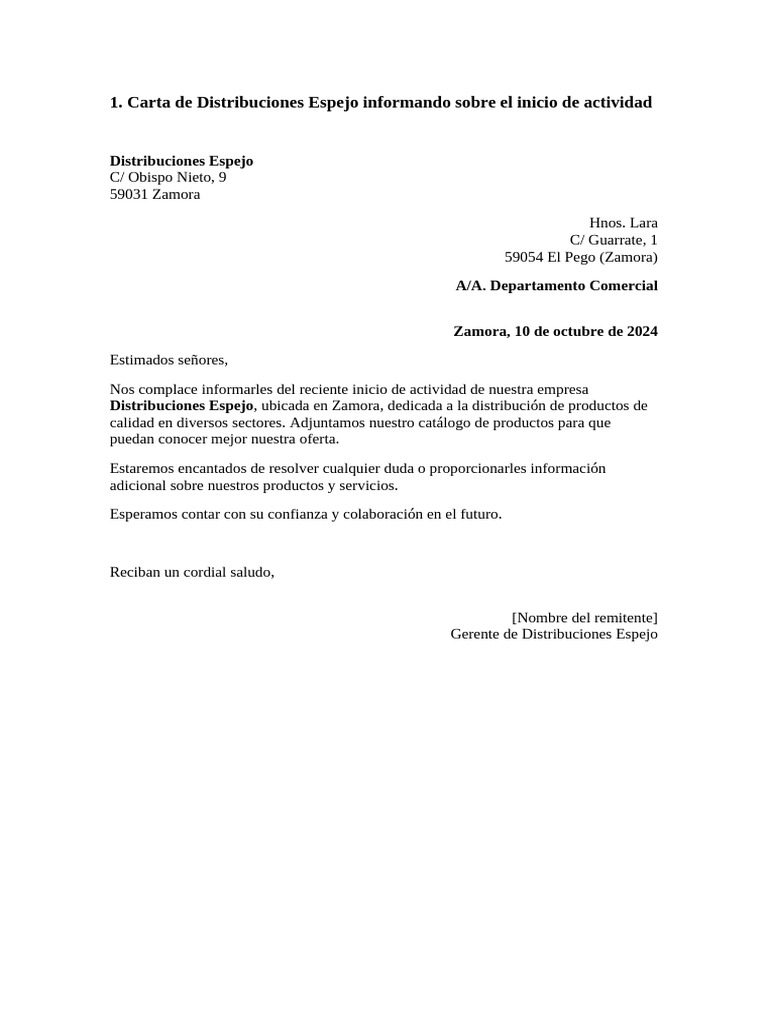 Ejercicio Practica Carta Comercial 2 SOLUCION | PDF