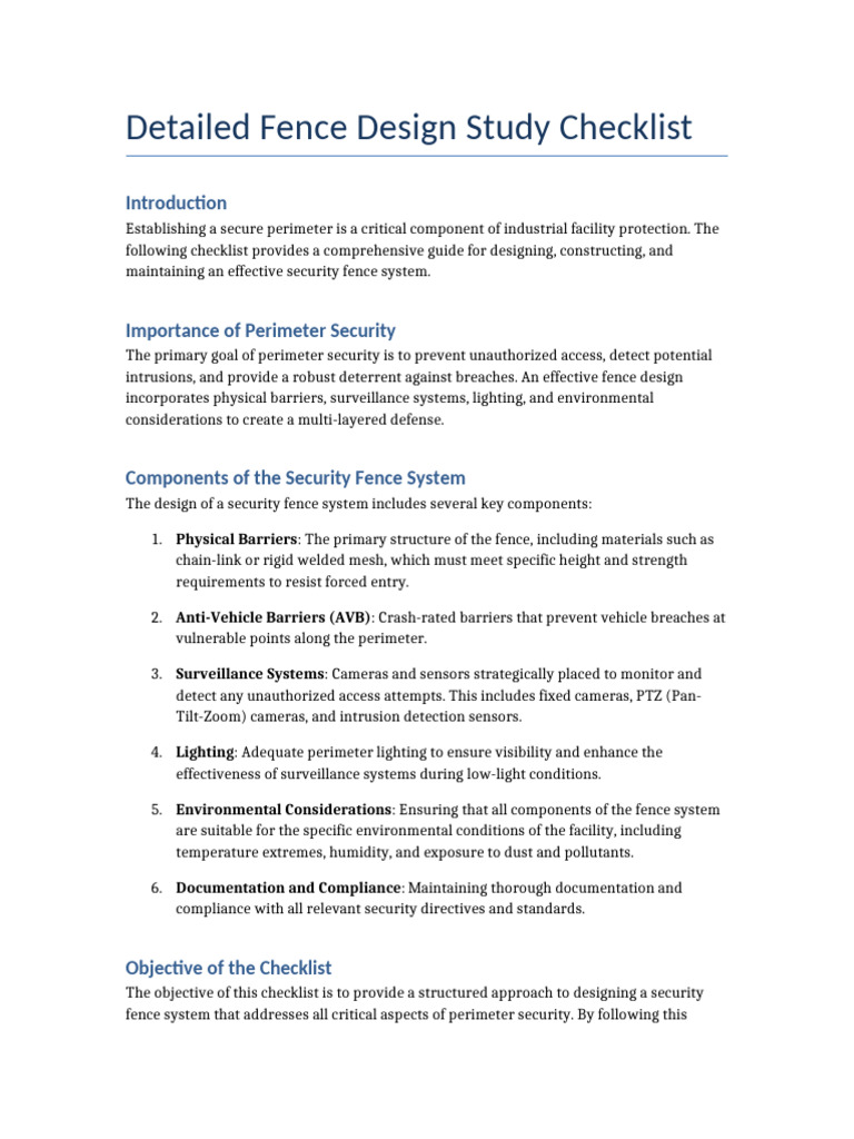Fence_Design_Study_Checklist | PDF | Fence | Lighting