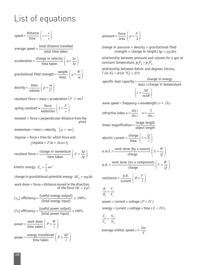 IGCSE FORMULA SHEET AND DEFINITIONS GLOSARY | PDF | Radiation | Atoms